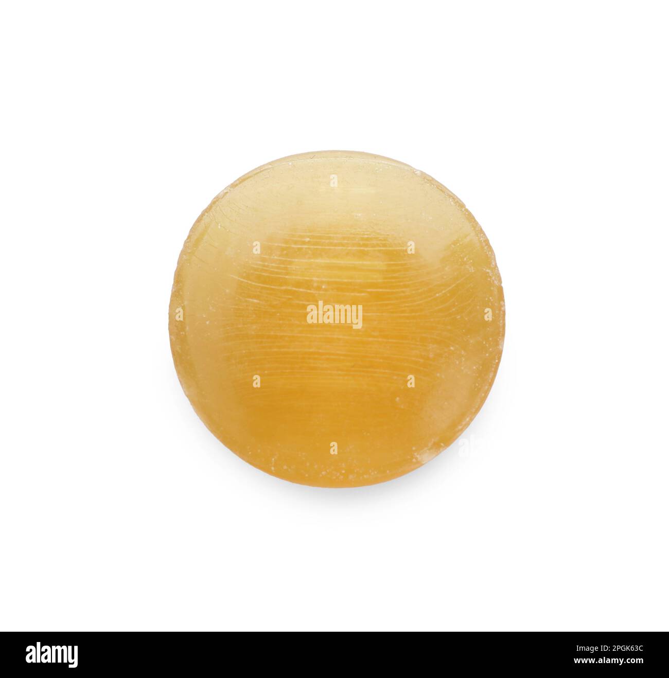 One yellow cough drop isolated on white Stock Photo - Alamy