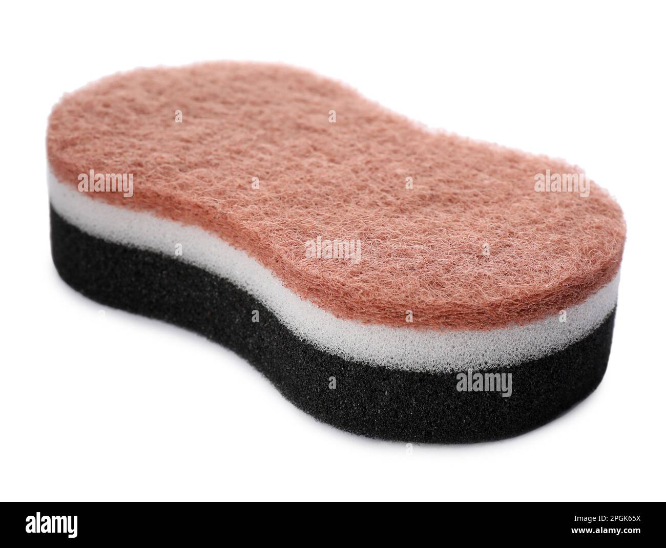 Layered cleaning sponge with abrasive scourer isolated on white Stock ...
