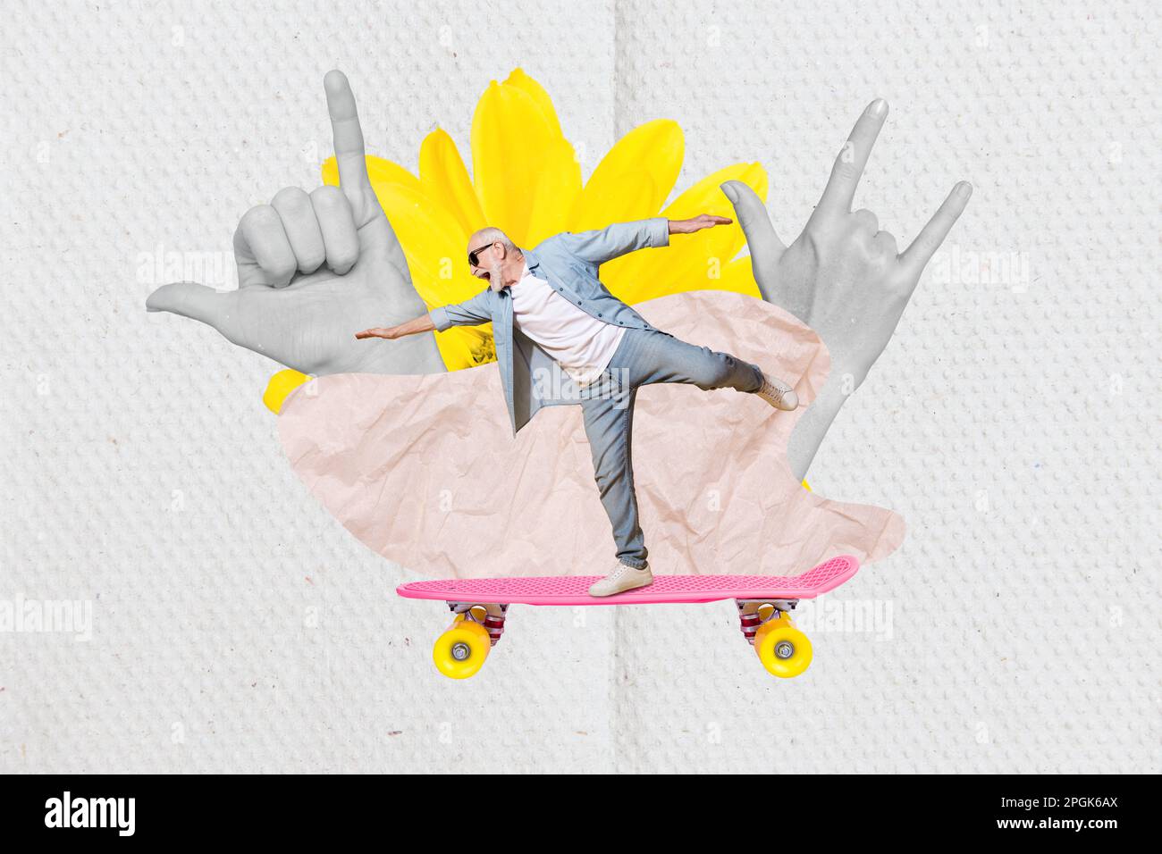 Photo collage minimal template artwork of mature retired grandfather ...