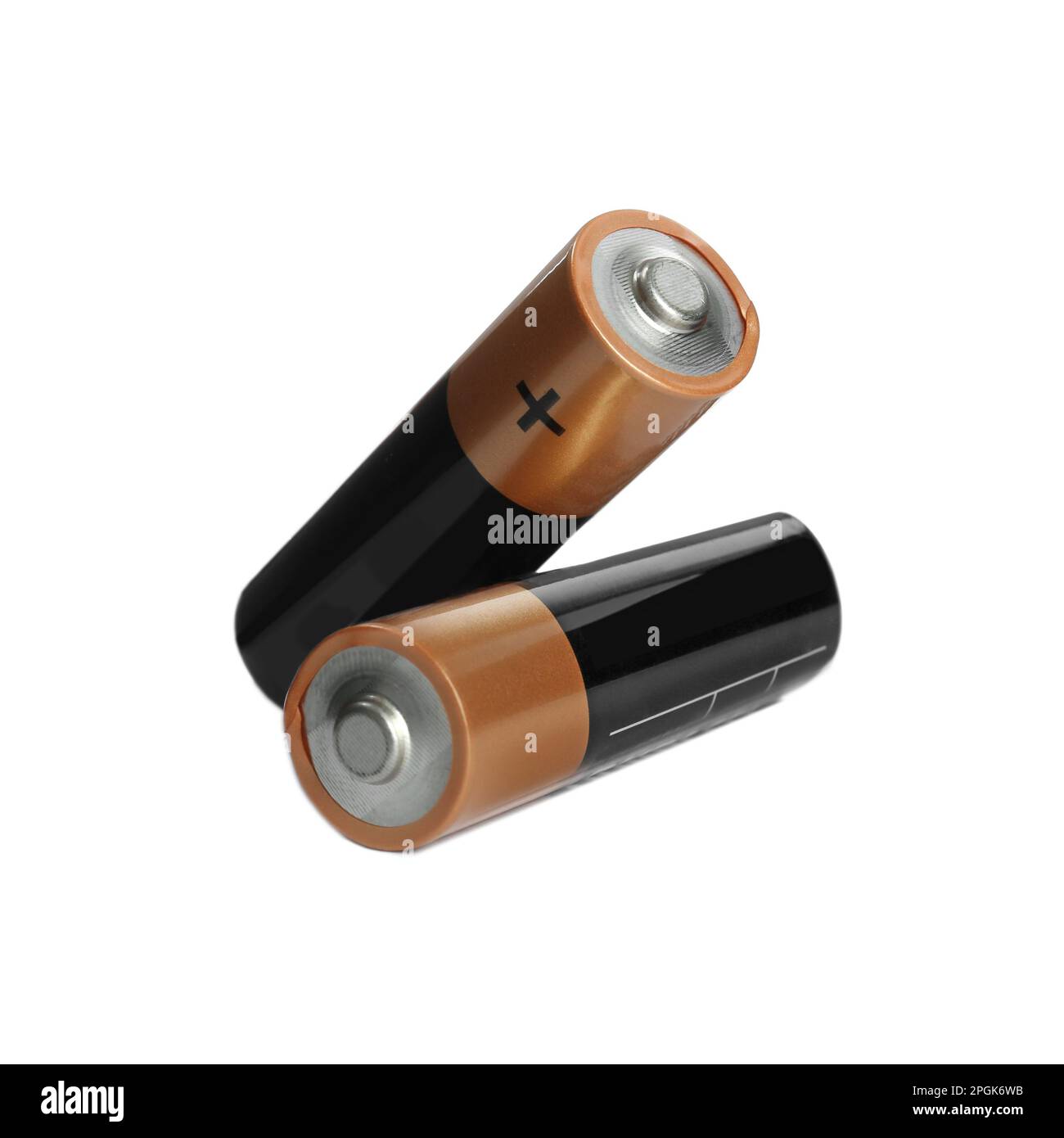 New AA batteries on white background. Dry cell Stock Photo - Alamy