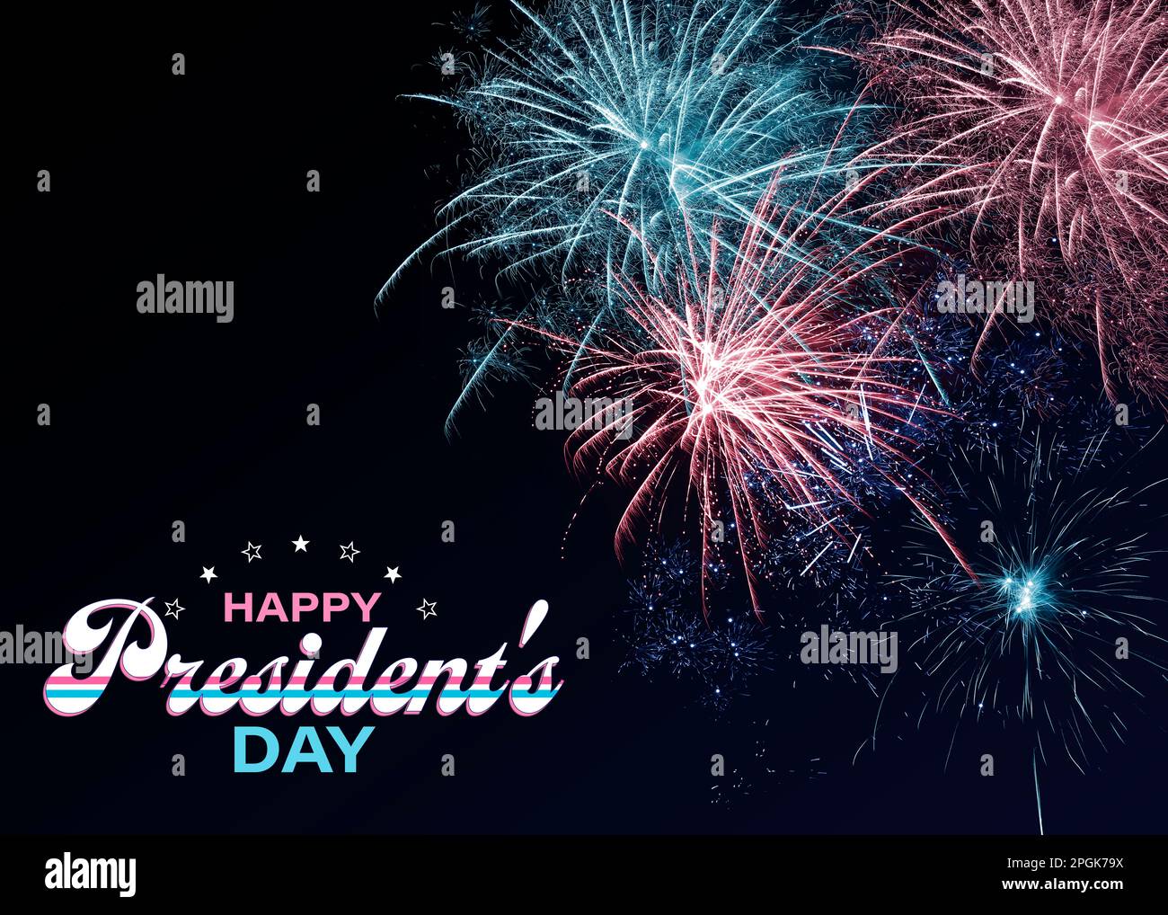 Happy President's Day - federal holiday. Beautiful bright fireworks ...