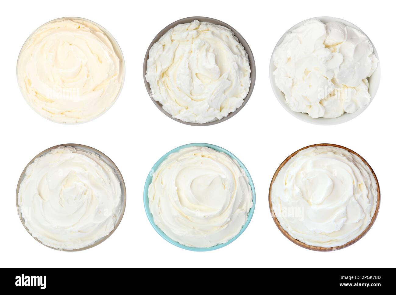 Tasty fresh cream cheese on white background, top view Stock Photo - Alamy