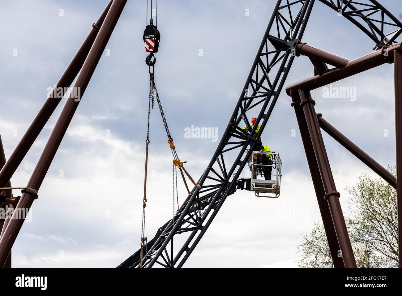 Rust, Germany. 23rd Mar, 2023. Steel parts are seen at the construction ...