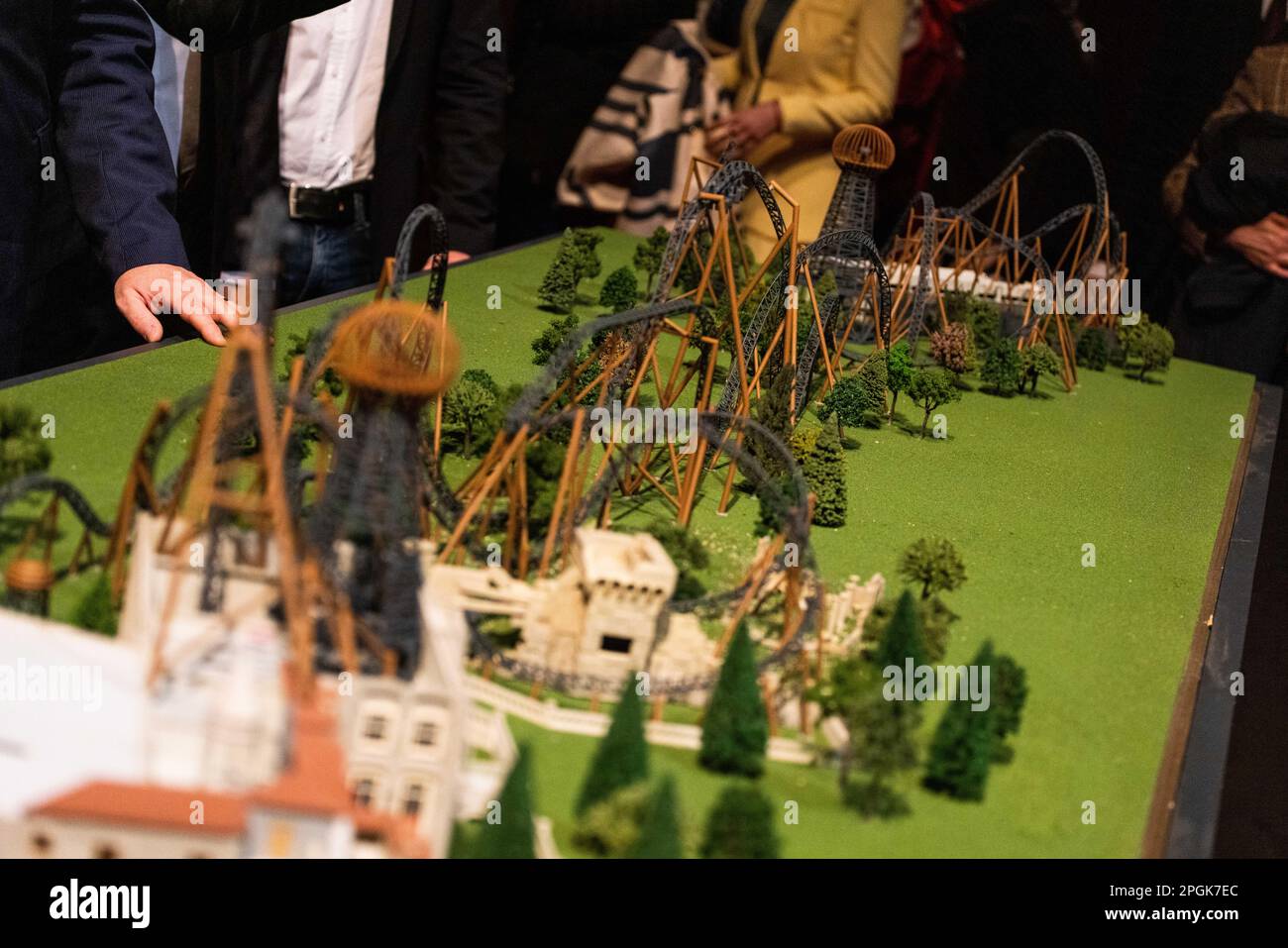 Rust, Germany. 23rd Mar, 2023. A model of the new roller coaster being ...