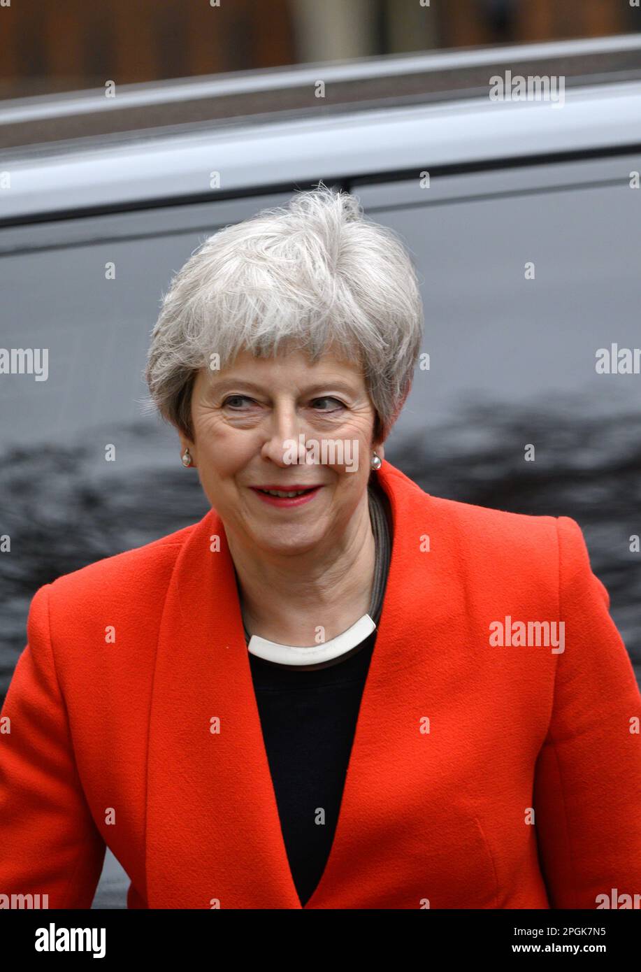 Theresa May MP leaving 10 Downing street after a reception for the ...