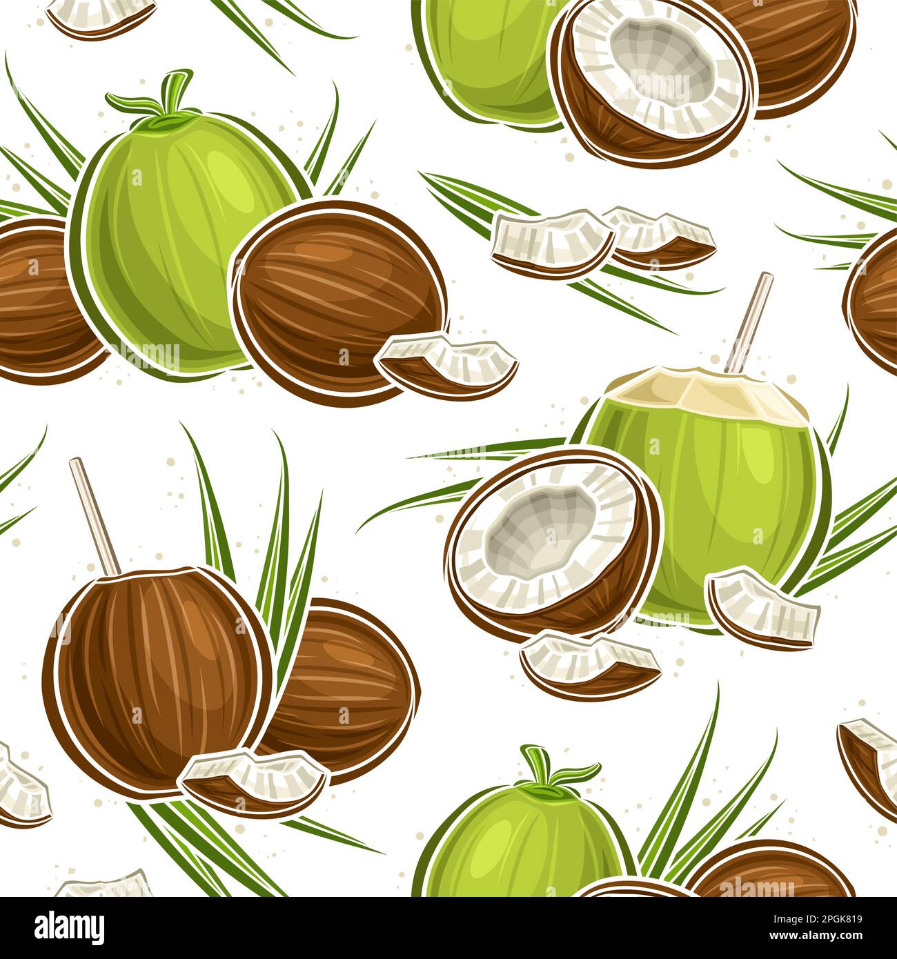 Vector Coconut Seamless Pattern, repeating background with illustration ...