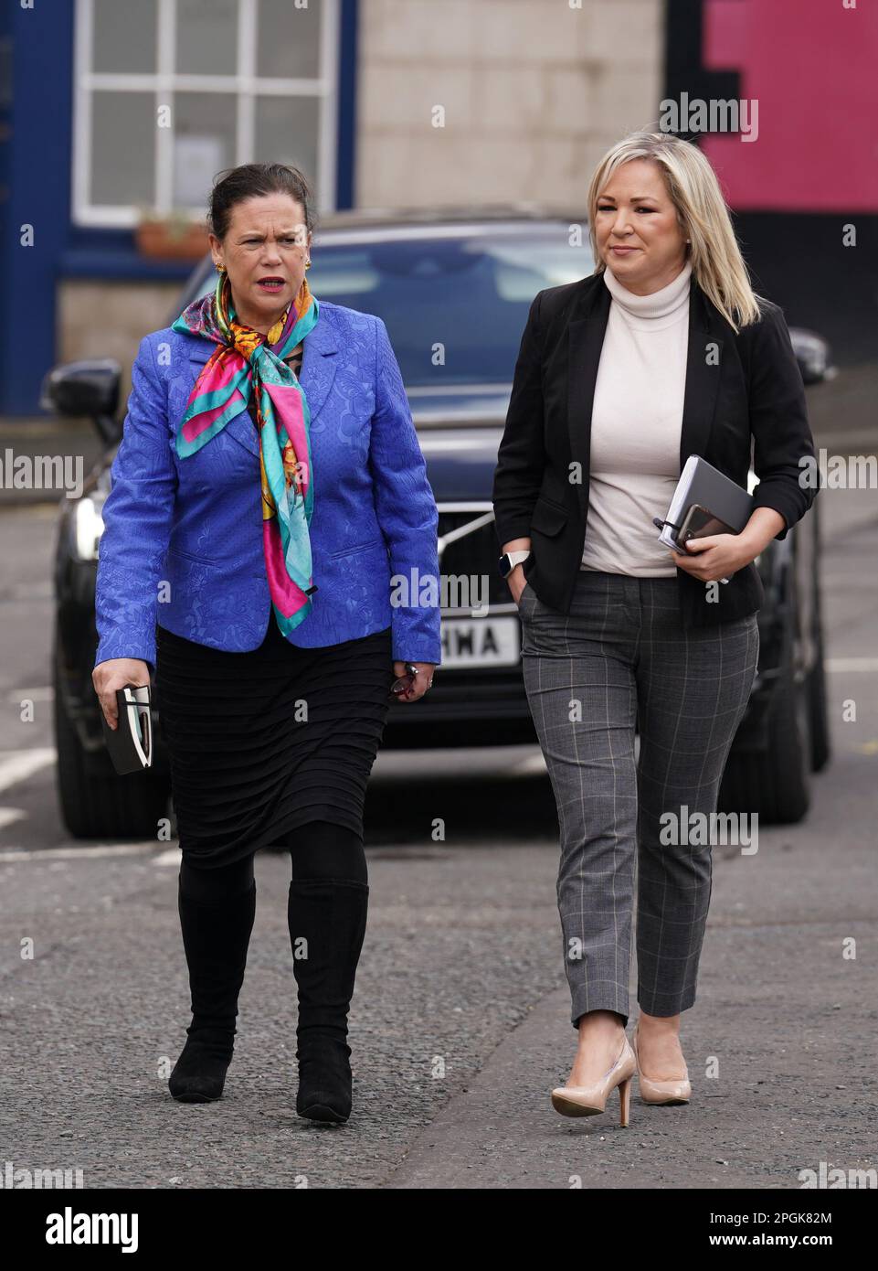 Sinn Fein Party leader Mary Lou McDonald (left) and vice president ...