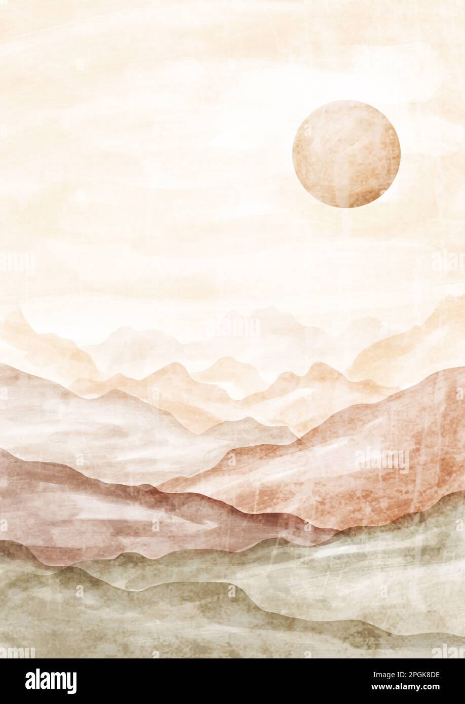 Modern Boho Watercolor Modern Landscape Art Print. Abstract Minimal ...