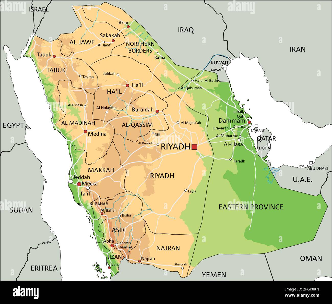 Saudi Arabia Physical Map