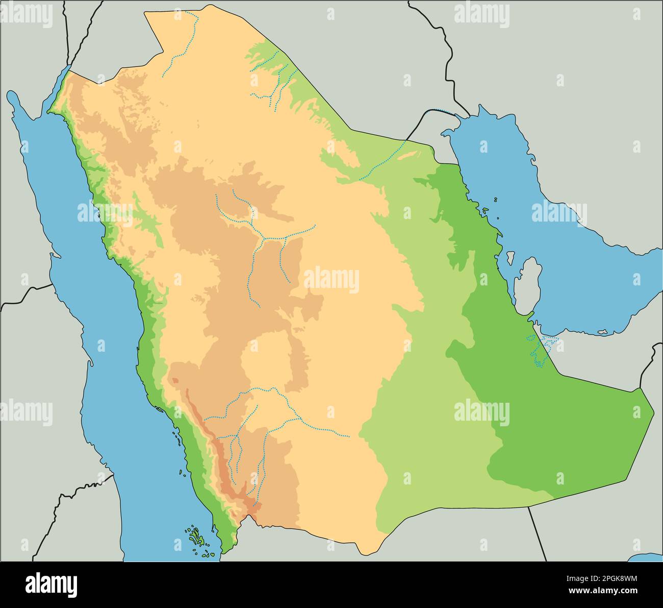 High detailed Saudi Arabia physical map Stock Vector Image & Art - Alamy