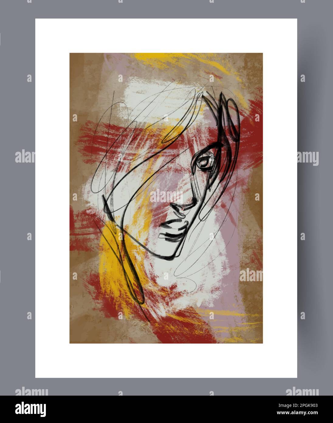 Portrait girl brave face wall art print Stock Vector Image & Art - Alamy