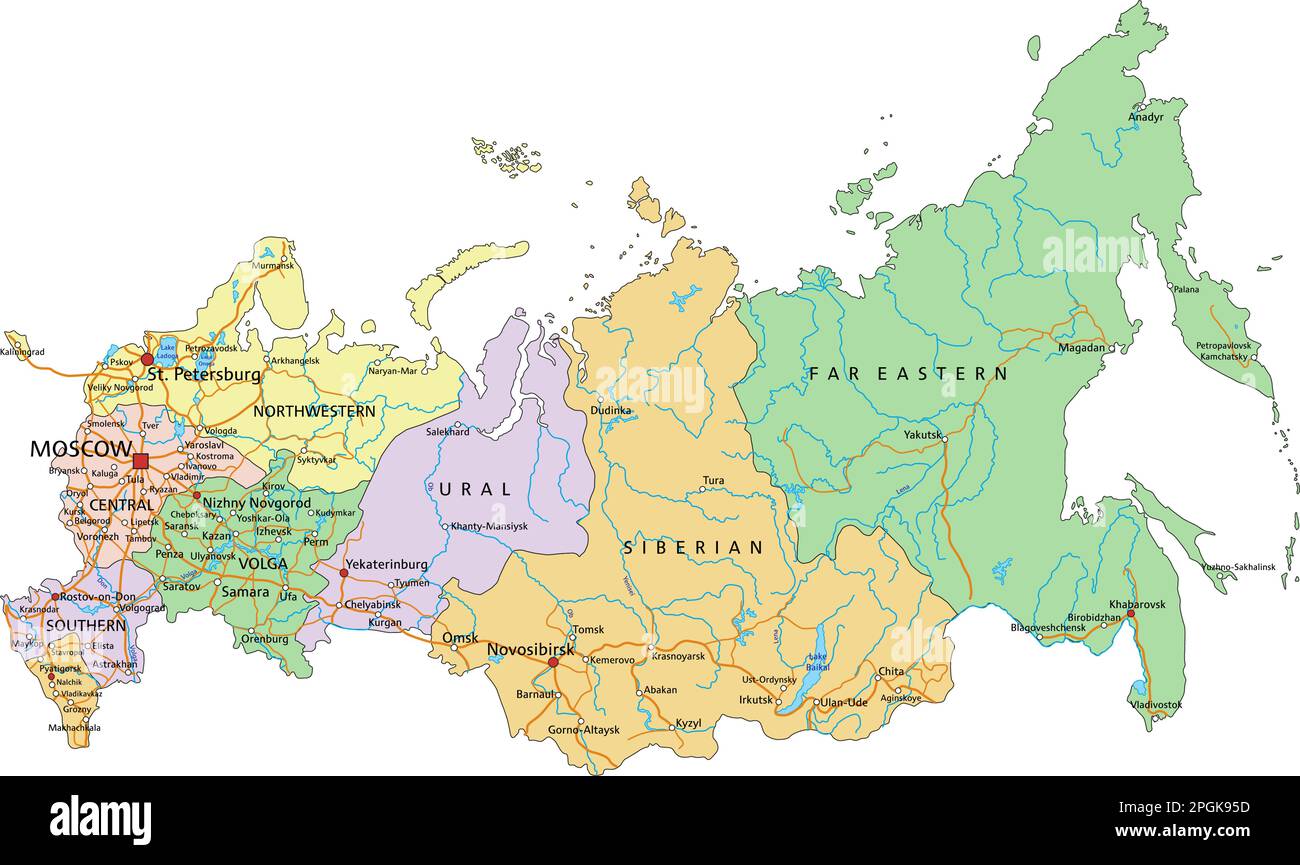 Detailed map russia capital city Cut Out Stock Images & Pictures - Alamy