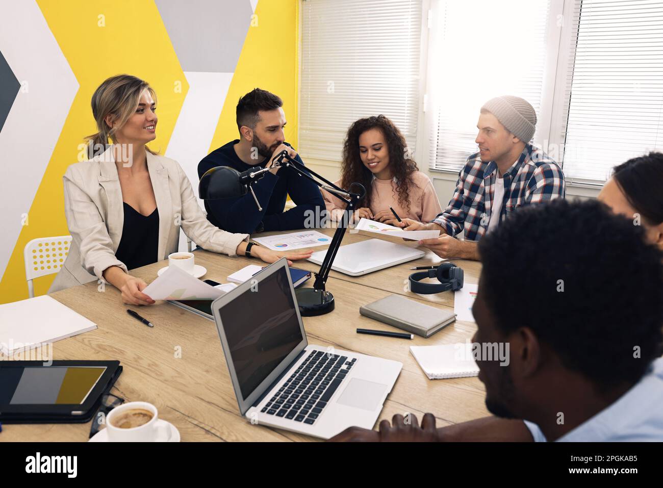 Team of employees working together in office. Startup project Stock ...