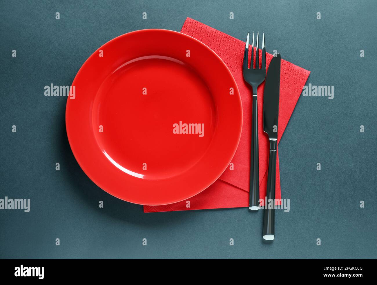 Beautiful table setting on black background, flat lay Stock Photo - Alamy