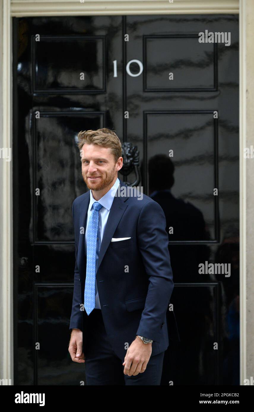 Joss Buttler, captain of the England T20 cricket team, attending a ...
