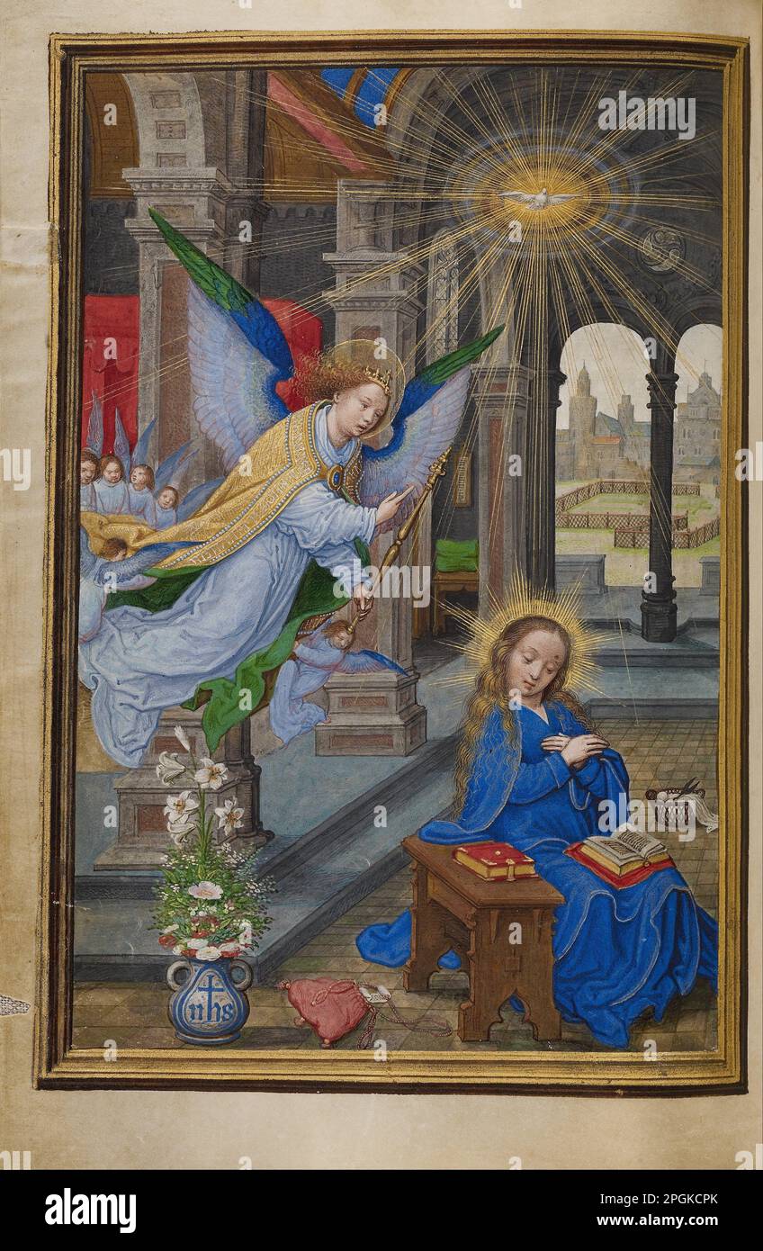 The Annunciation about 1525 - 1530 by Simon Bening Stock Photo - Alamy