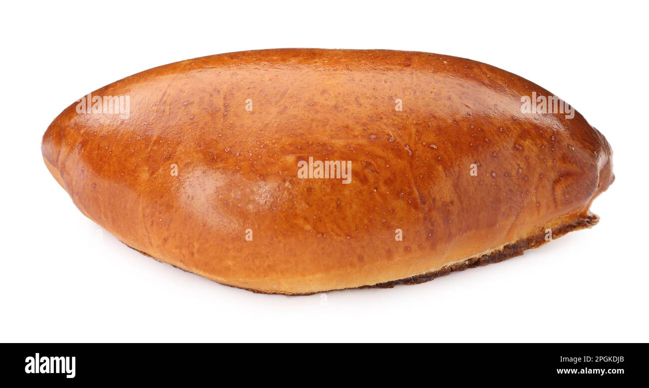 One delicious baked patty on white background Stock Photo - Alamy