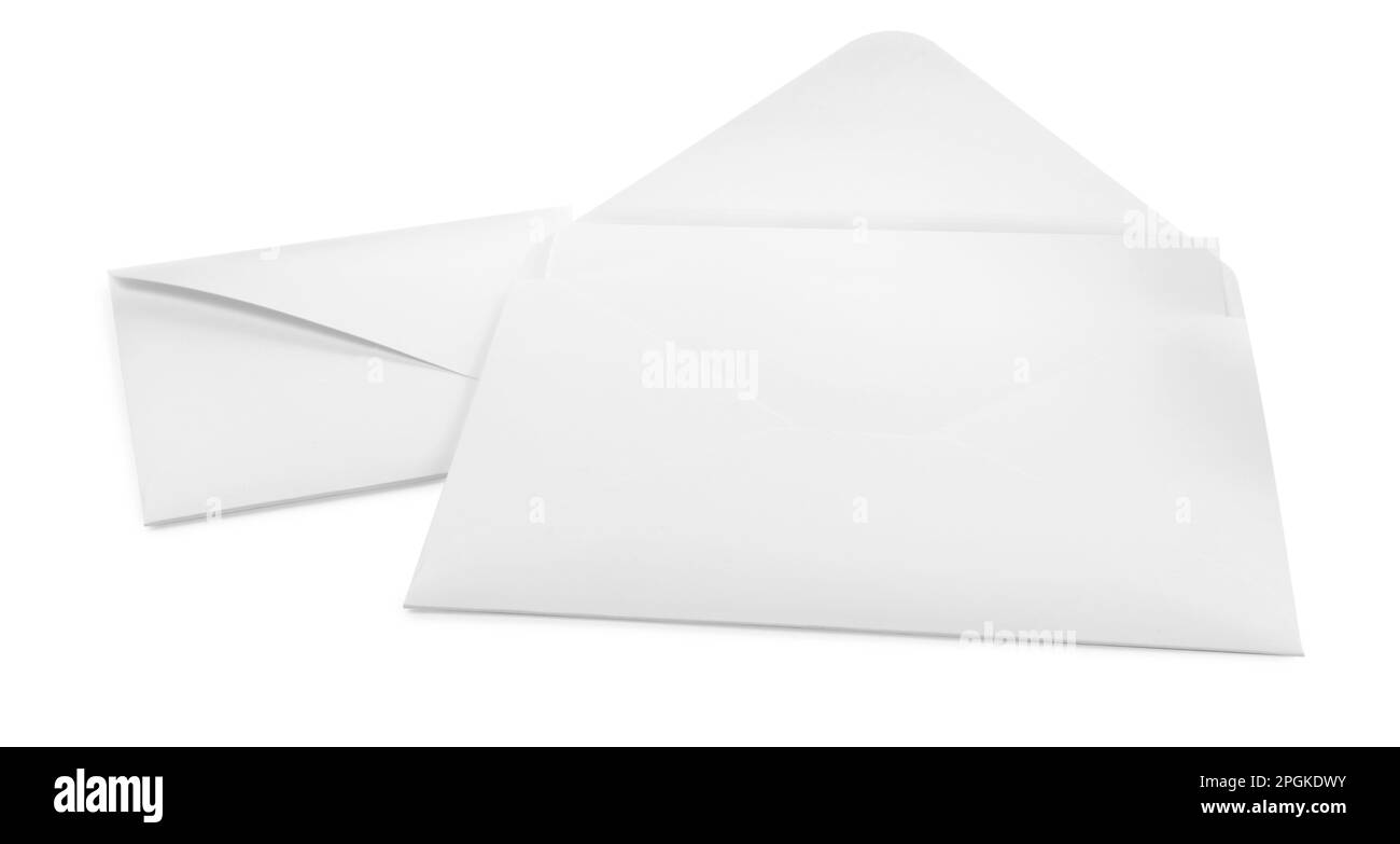 Two simple paper envelopes on white background Stock Photo - Alamy