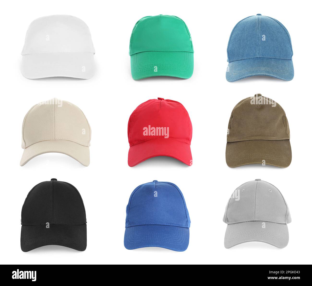 Set with stylish baseball caps on white background Stock Photo - Alamy