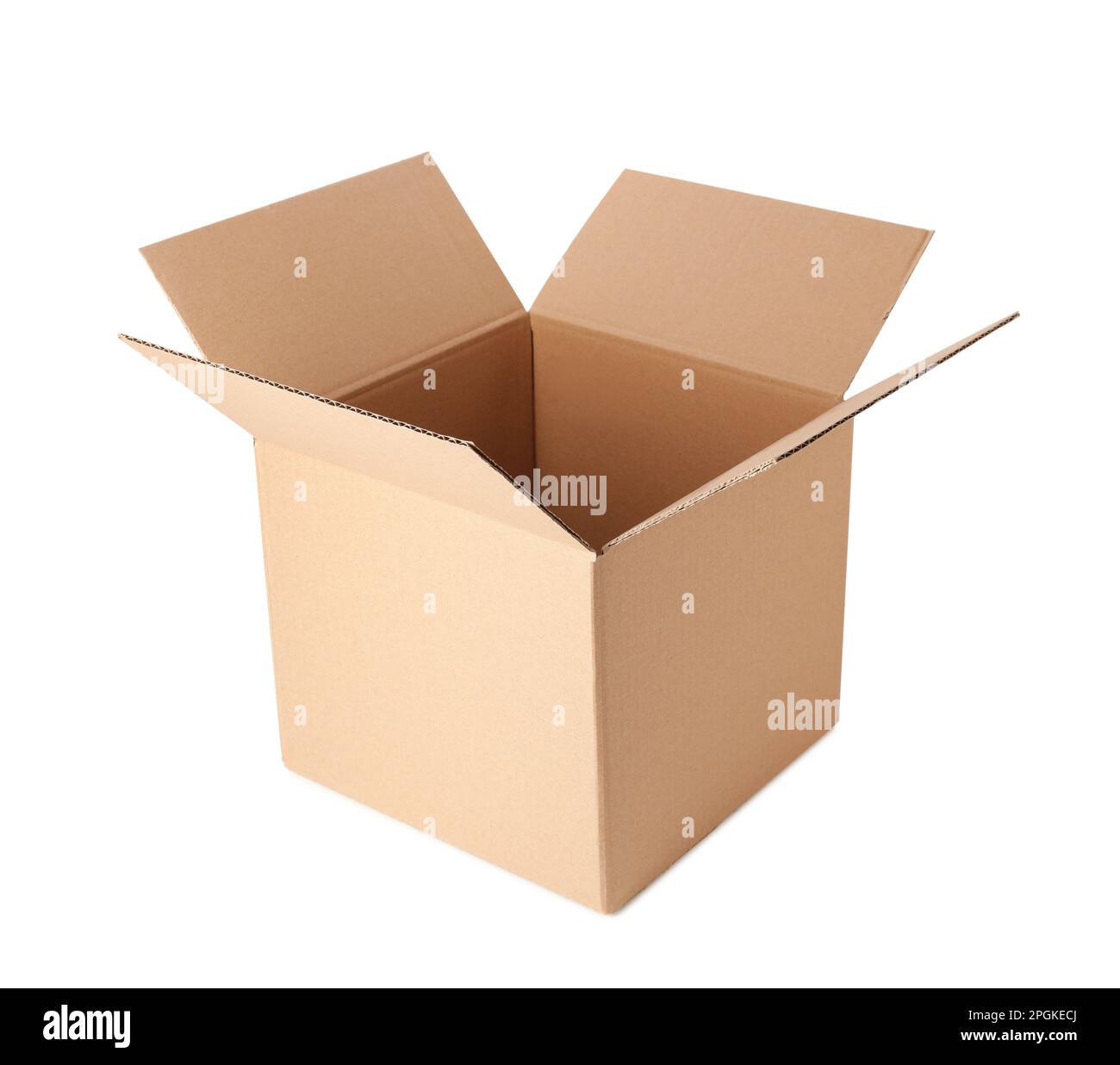 One open cardboard box isolated on white Stock Photo - Alamy