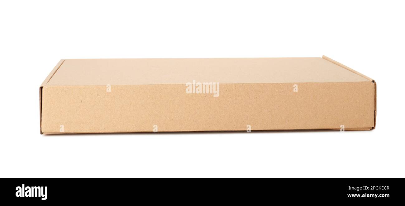 One closed cardboard box isolated on white Stock Photo - Alamy