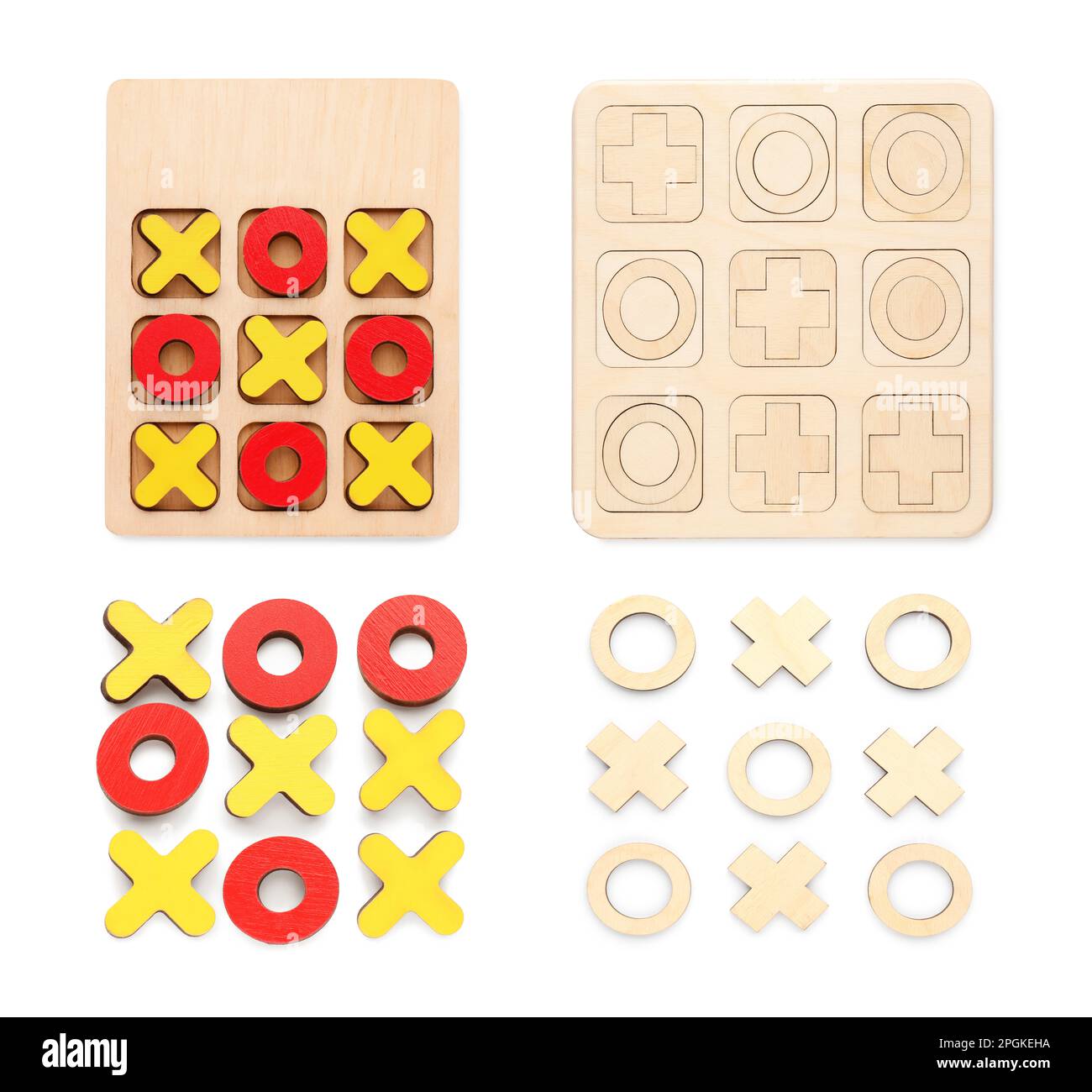 Wooden tic tac toe sets on white background, collage Stock Photo - Alamy