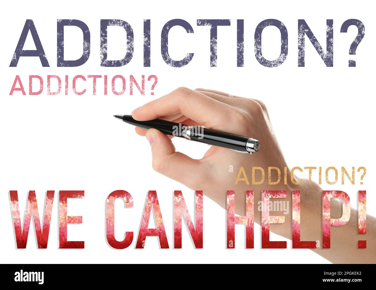 Alcohol addiction? - We can help you. Closeup view of woman with pen ...