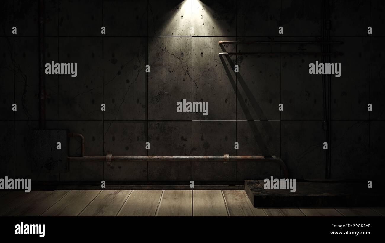 Dark room with metal background. 3d rendering Stock Photo - Alamy
