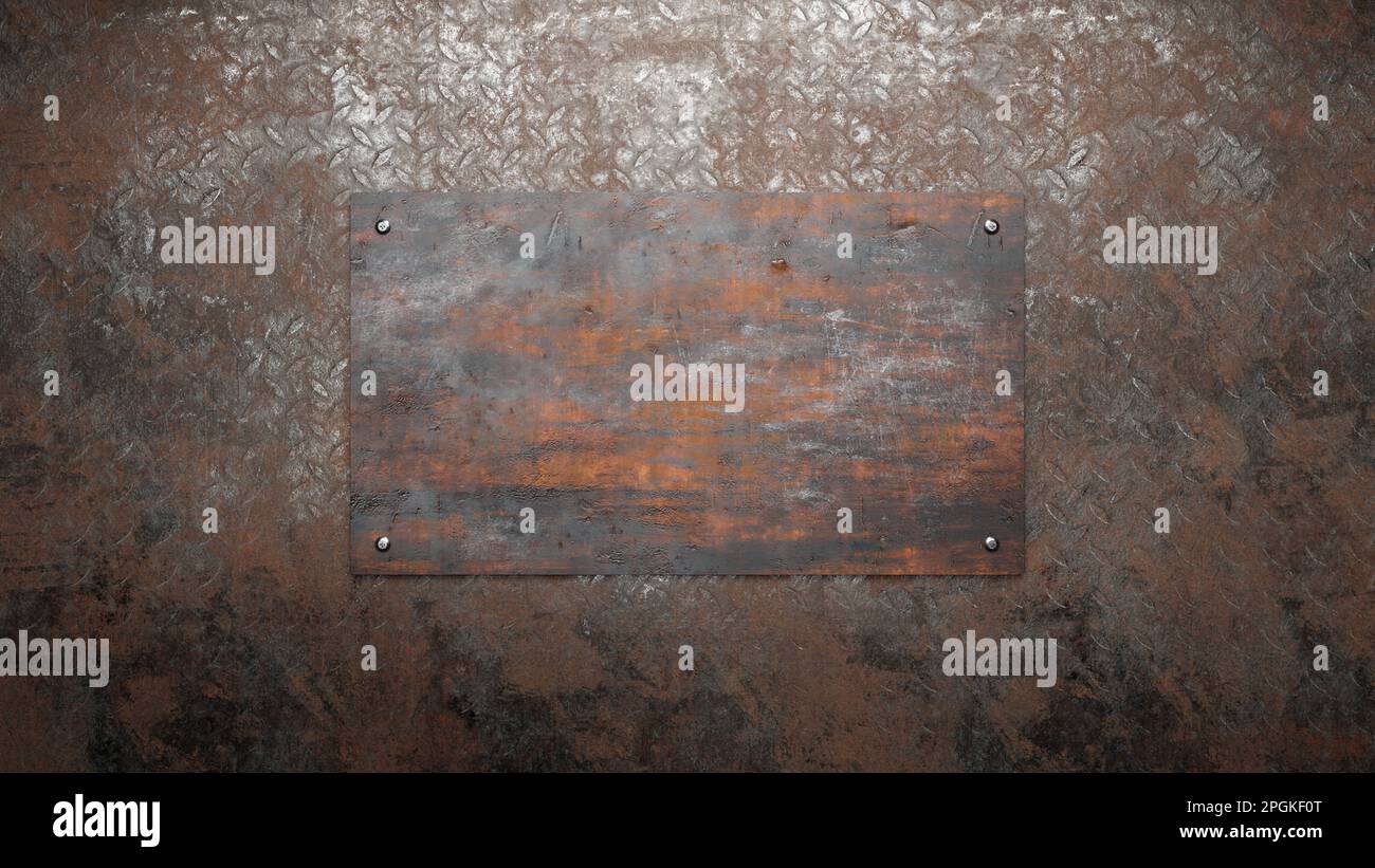 Steel textured metal sheet with heavy rust. 3d illustration Stock Photo ...