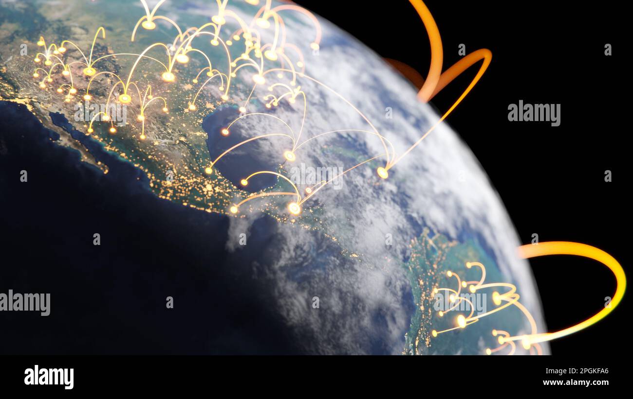 Global connection concept. Planet earth network sphere. 3d rendering ...