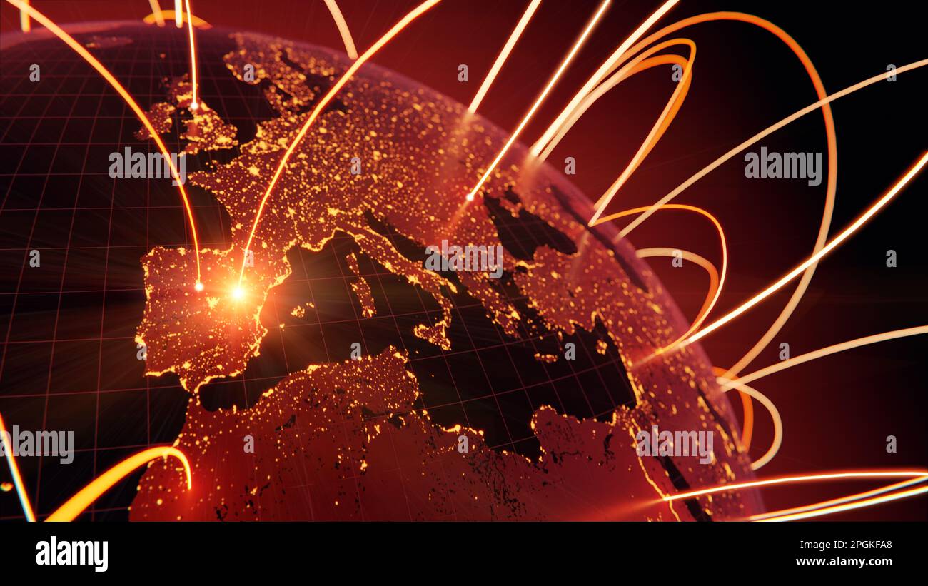 Global connection concept. Planet earth network sphere. 3d rendering ...
