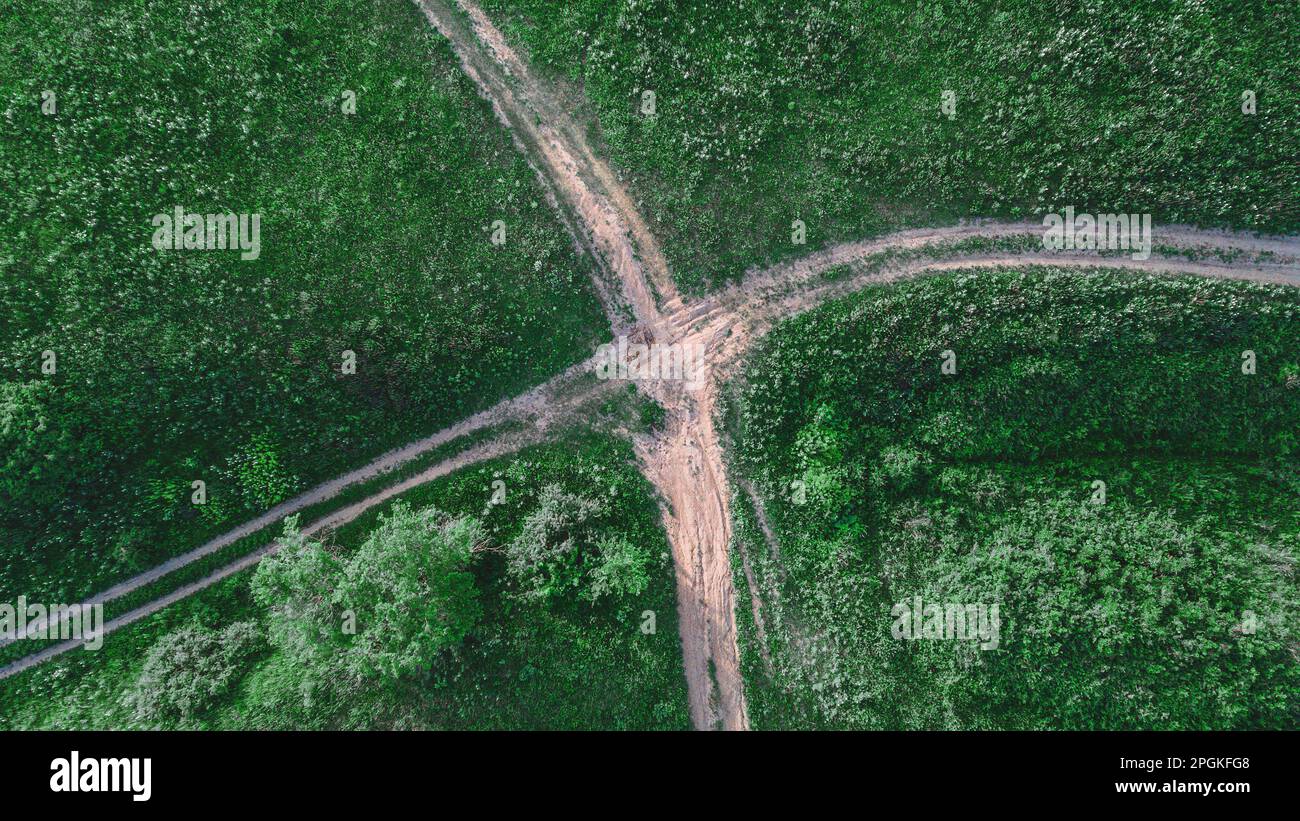 Intersection of two roads in the countryside. Summer time Stock Photo ...