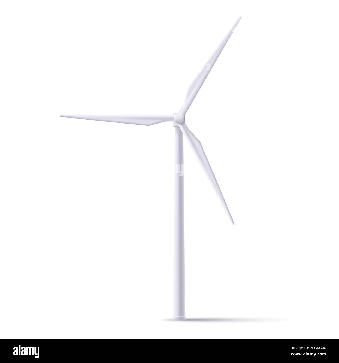 Wind turbine 3d realistic icon, white isolated, alternative wind energy ...