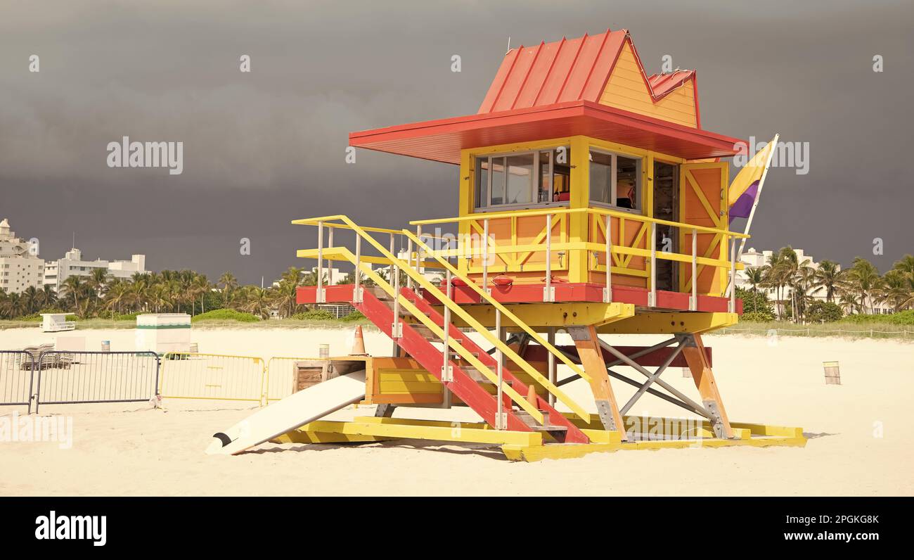 Miami beach lifeguard tower station. Lifeguard tower in Miami, USA ...