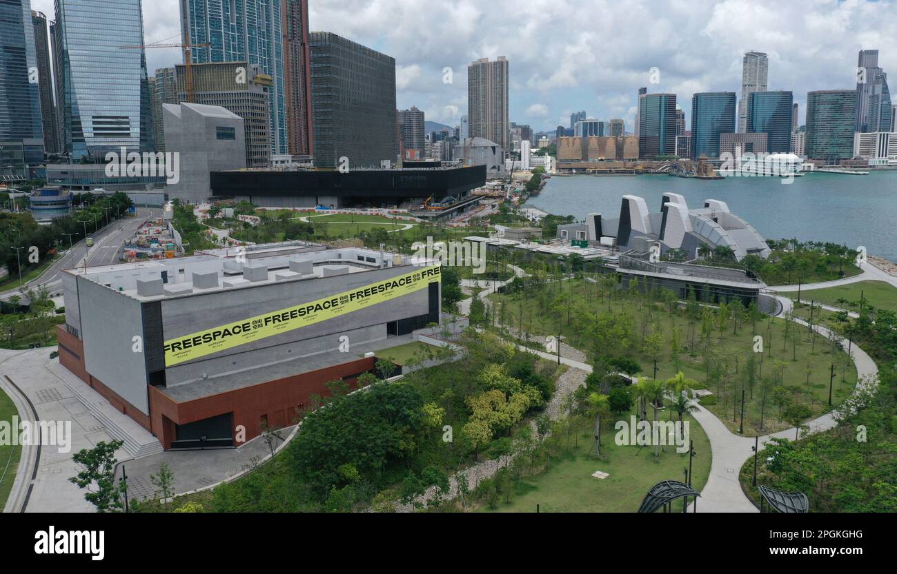 Aerial view of the West Kowloon Cultural District, West Kowloon ...