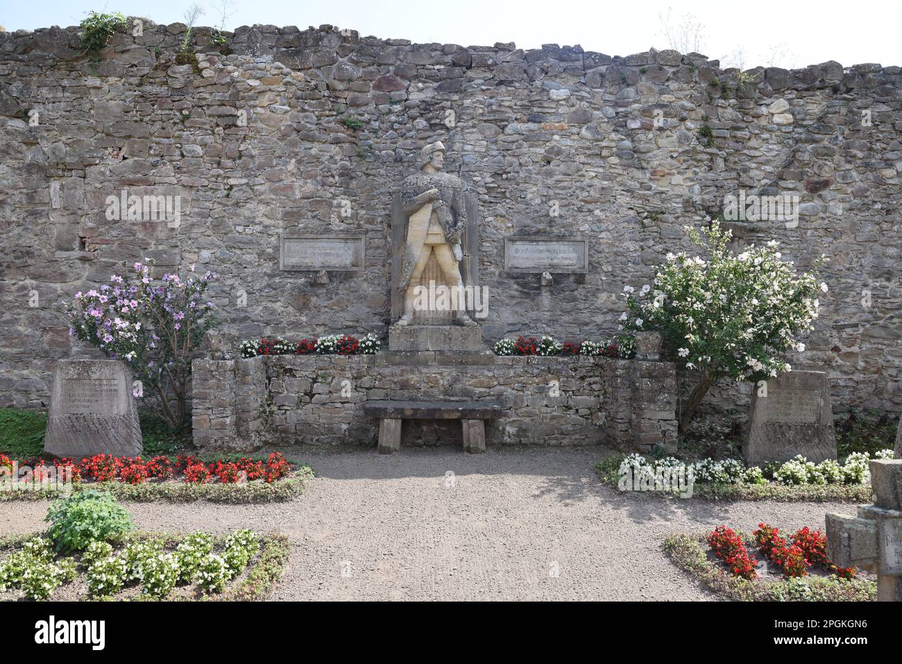 Sculpture of soldier on the WW1 War cemetery in the empty space of the ...