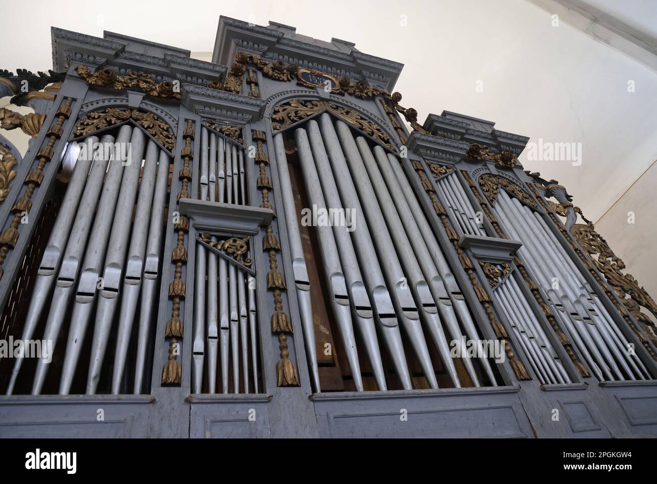 Pipe organ in the church of Cârța Monastery in Romania Stock Photo - Alamy