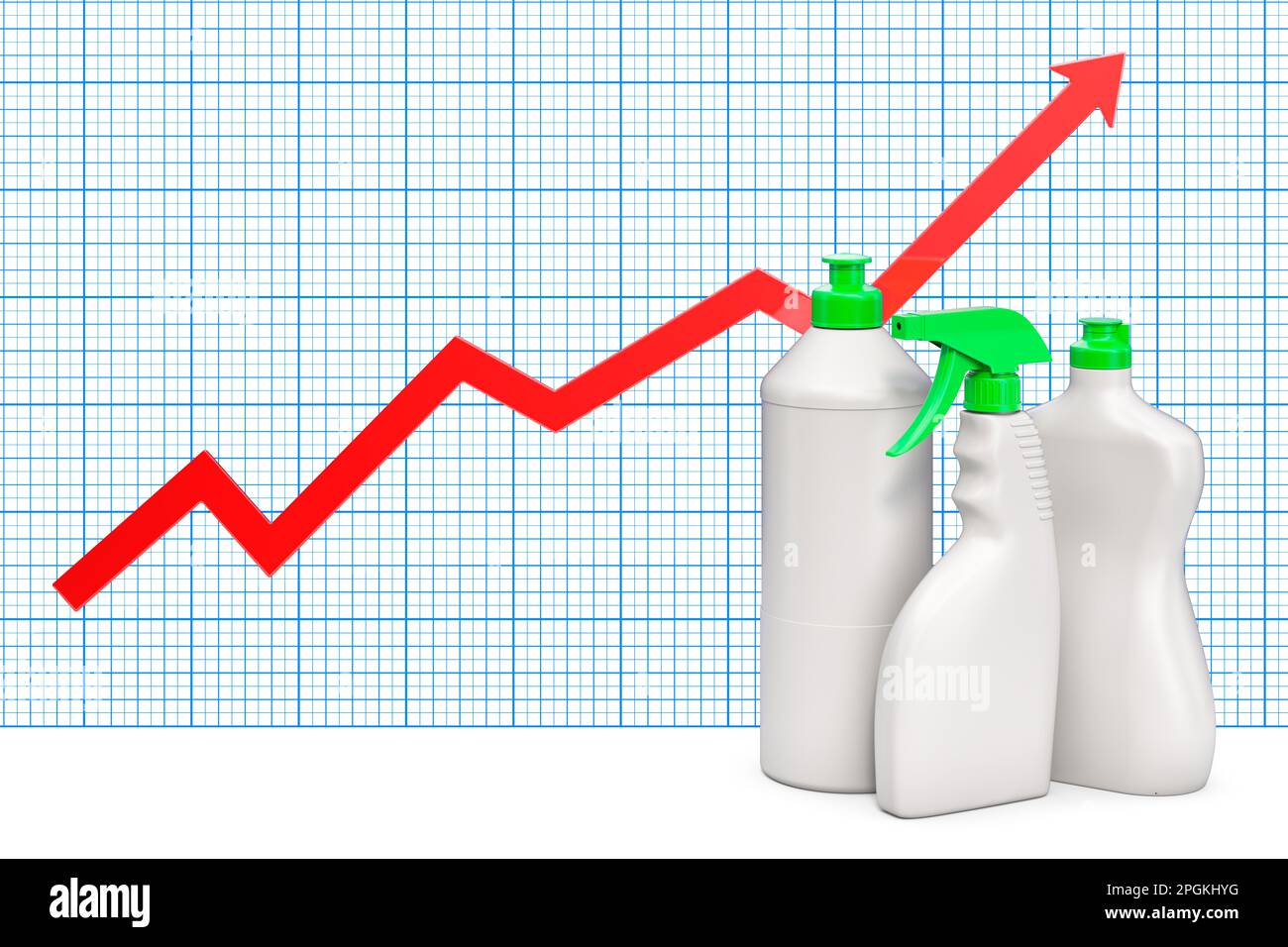 Detergent, cleaning products with growing chart. 3D rendering Stock ...