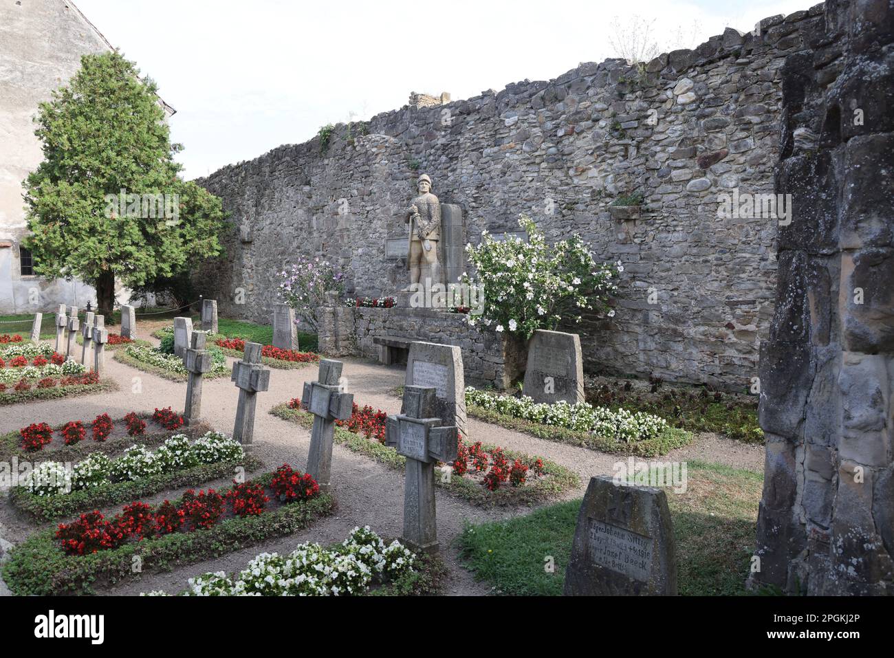 WW1 War cemetery in the empty space of the nave of Cârța Monastery ...