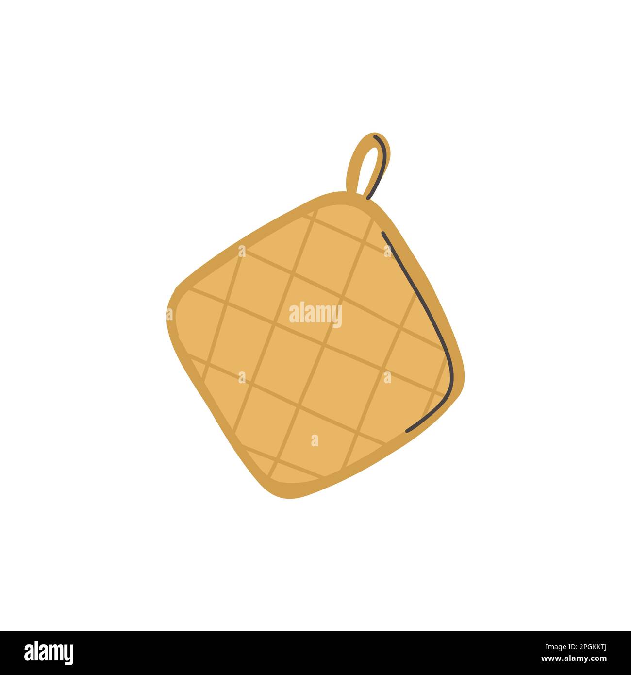 Oven mitt. Potholder hand drawn illustration. Homemade cookware. Hand ...