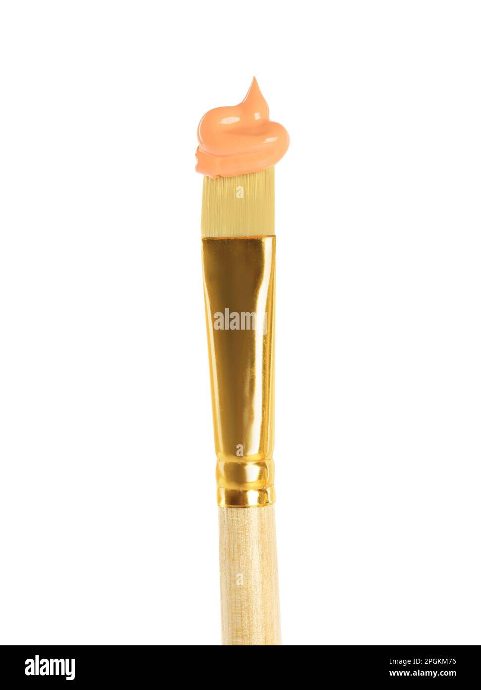 Brush with coral paint isolated on white Stock Photo - Alamy