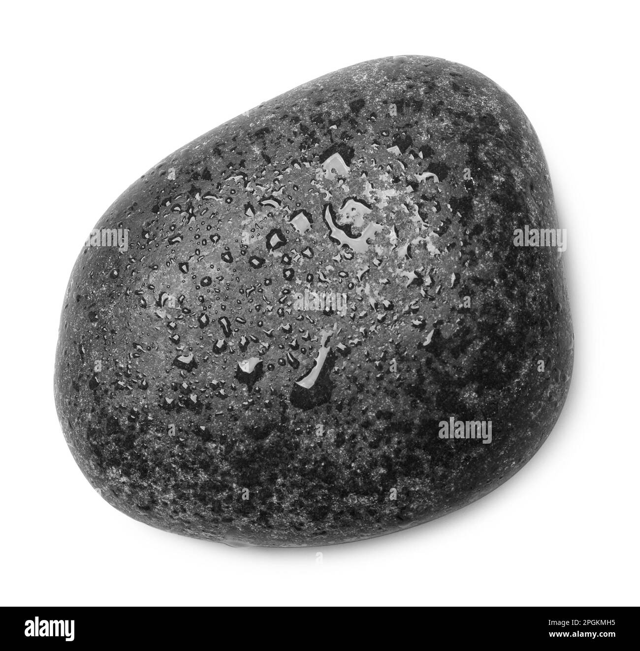 Wet stone with water drops isolated on white, top view Stock Photo - Alamy