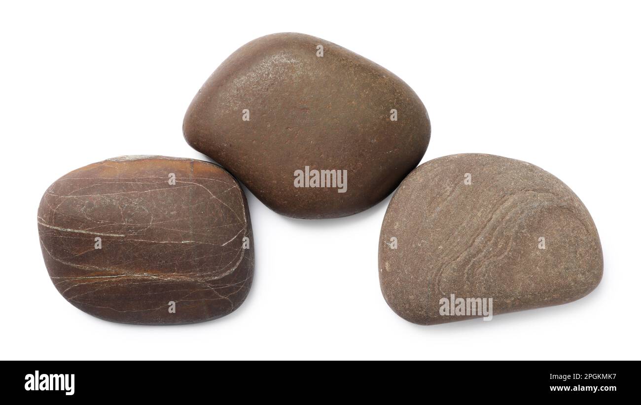 Group of different stones on white background, top view Stock Photo - Alamy