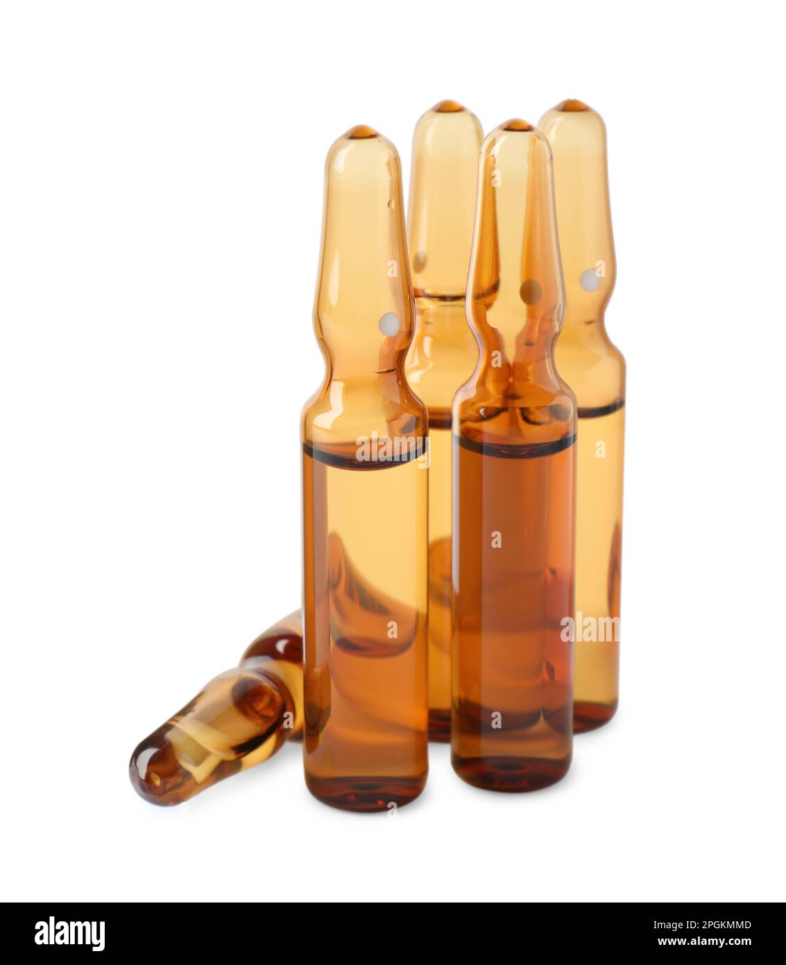 Brown pharmaceutical ampoules with medication on white background Stock ...