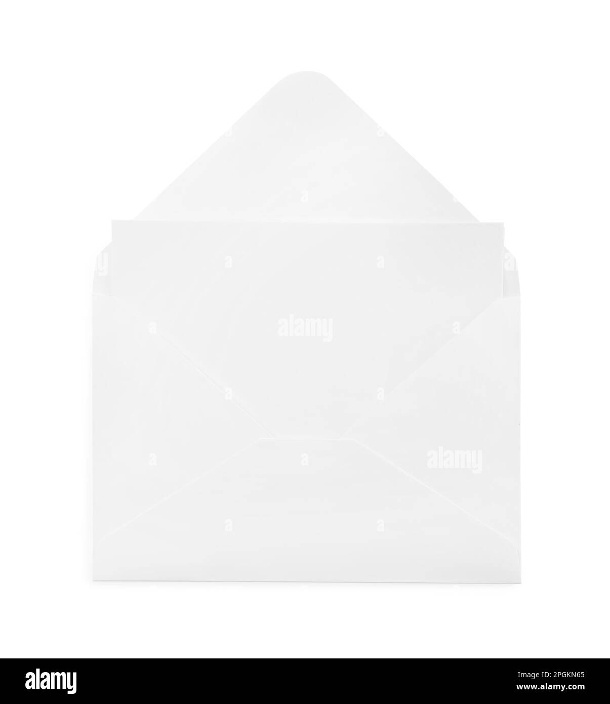 Simple paper envelope with blank card isolated on white Stock Photo - Alamy