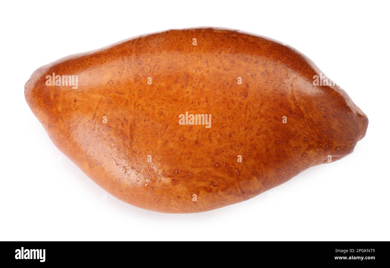 One delicious baked patty on white background, top view Stock Photo - Alamy