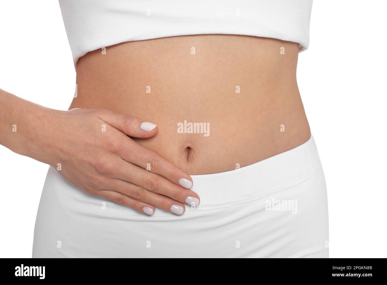 Slim girl touching belly hi-res stock photography and images - Alamy
