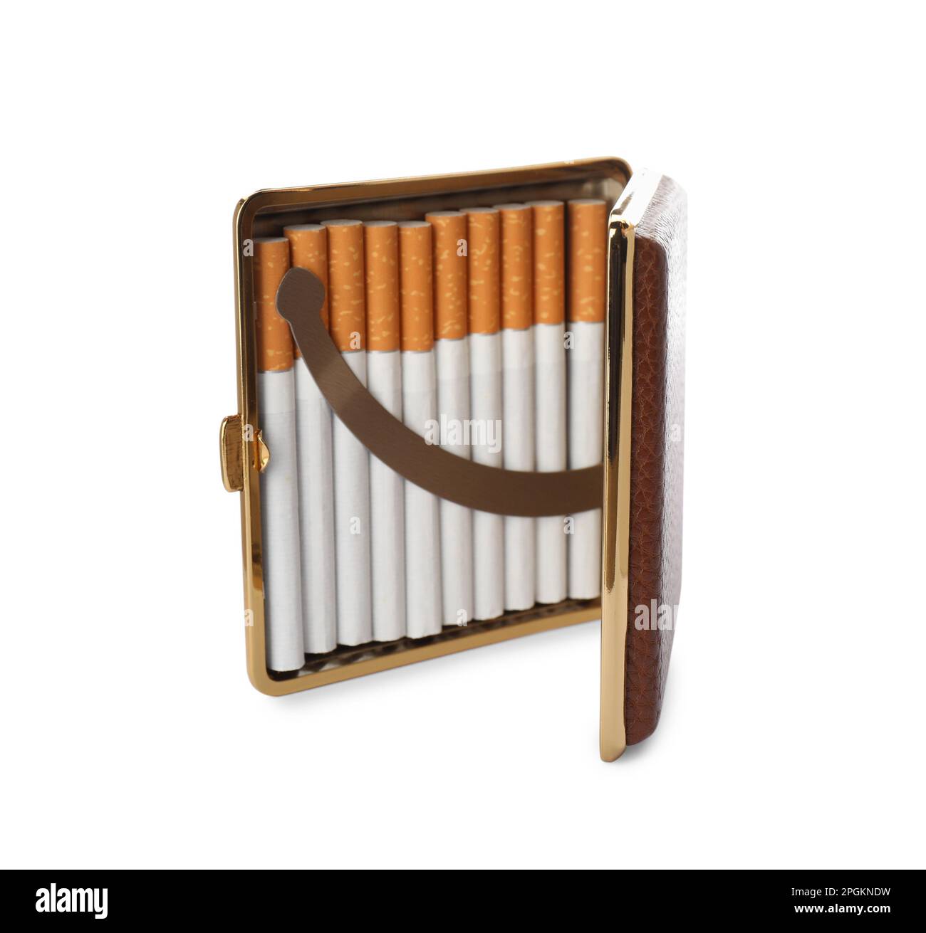 Stylish case with cigarettes isolated on white Stock Photo - Alamy