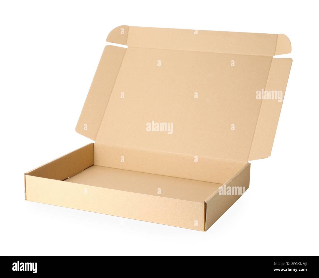 Empty open cardboard box isolated on white Stock Photo - Alamy