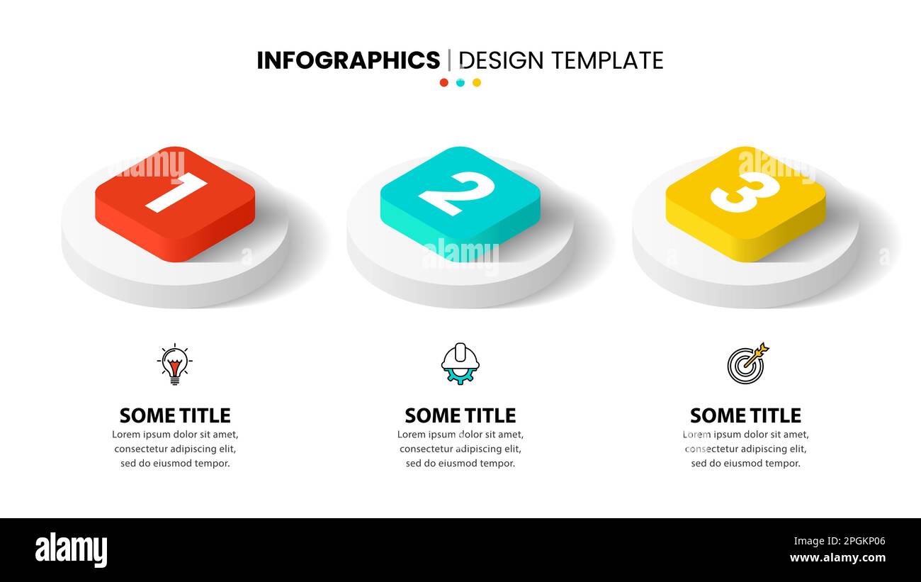 Infographic template with icons and 3 options or steps. Isometric columns. Can be used for ...